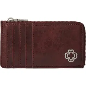 Maje Crackled Leather Cardholder - Burgundy