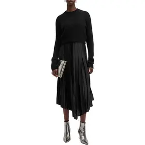 ALLSAINTS Wool-blend Sweater And Pleated Sleeveless Dress