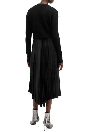 ALLSAINTS Wool-blend Sweater And Pleated Sleeveless Dress