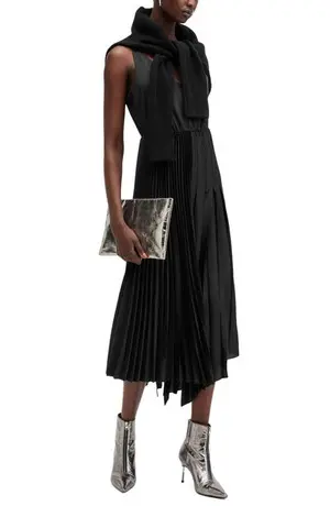 ALLSAINTS Wool-blend Sweater And Pleated Sleeveless Dress