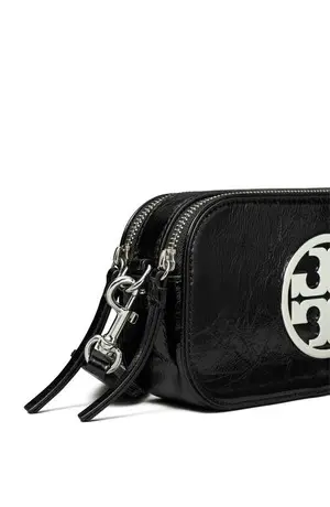 Tory Burch Mini Miller Crinkle Leather Crossbody Bag - Black