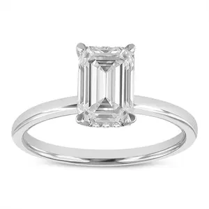 LUVMYJEWELRY Delphine Emerald Cut Lab Grown Diamond Ring - 14k White Gold
