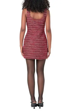 Endless Rose Sleeveless Tweed Mini Dress - Cranberry