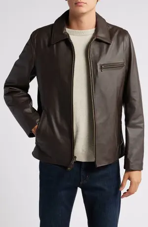 SCHOTT Waxy Cowhide Leather Moto Jacket