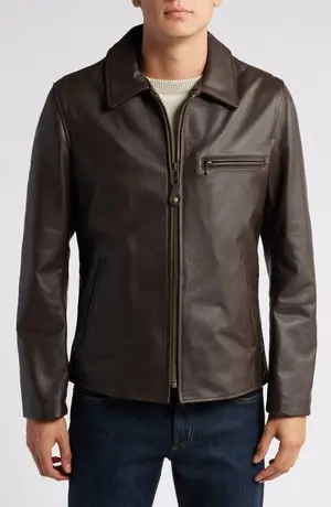 SCHOTT Waxy Cowhide Leather Moto Jacket