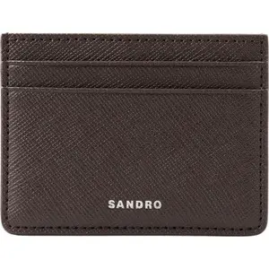 Sandro Reconstituted Leather Cardholder Chocolate