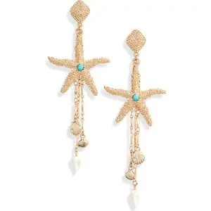 Ettika Starfish Seeker Drop Earrings - Gold
