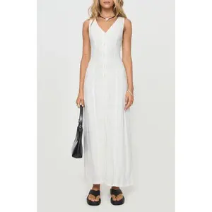Princess Polly Button Front Linen Blend Maxi Dress