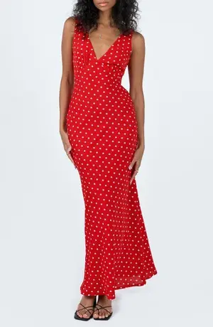 Princess Polly Nellie Polka Dot Maxi Dress - Red