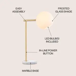 JONATHAN Y Charles Contemporary Modern Metal/marble Led Table Lamp - Gold
