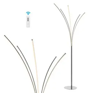 JONATHAN Y Fuochi Modern Minimalist Metal 5-branch Arc Dimmable Integrated Led Floor Lamp With Remote Control - Chrome