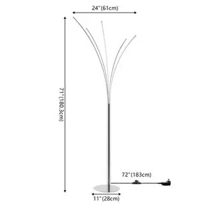 JONATHAN Y Fuochi Modern Minimalist Metal 5-branch Arc Dimmable Integrated Led Floor Lamp With Remote Control