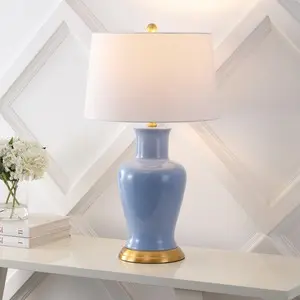 JONATHAN Y Julian Traditional Classic Ceramic Urn Led Table Lamp - Blue