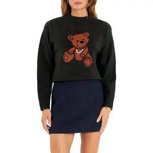 English Factory Teddy Bear Embellished Sweater - Dark Green