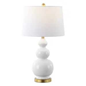 JONATHAN Y Bowen 27.5" Contemporary Transitional Ceramic Gourd Led Table Lamp - White
