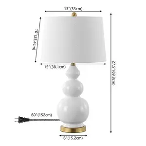 JONATHAN Y Bowen 27.5" Contemporary Transitional Ceramic Gourd Led Table Lamp - White