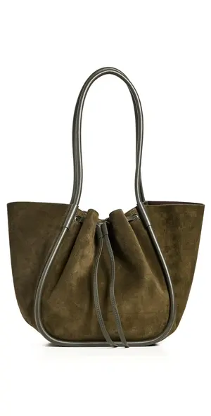 Proenza Schouler Large Ruched Suede Tote - Olive