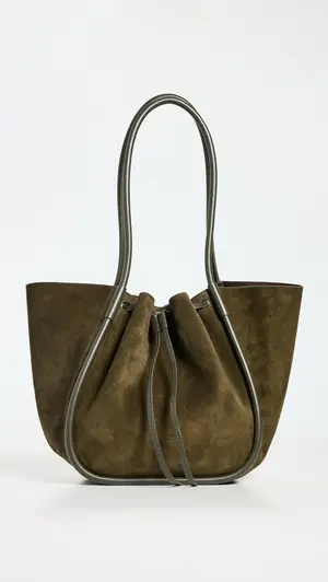 Proenza Schouler Large Ruched Suede Tote - Olive