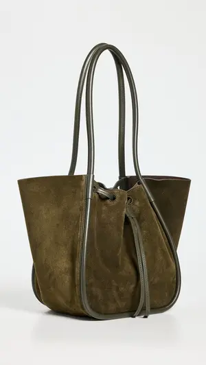 Proenza Schouler Large Ruched Suede Tote - Olive