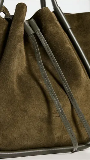 Proenza Schouler Large Ruched Suede Tote - Olive
