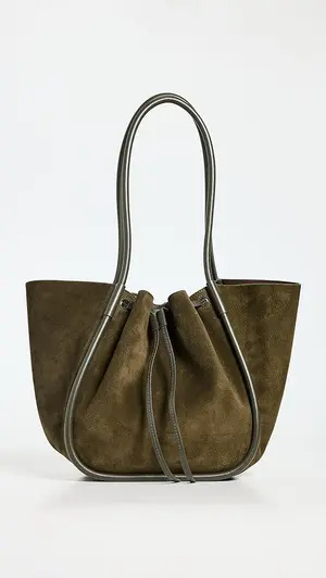 Proenza Schouler Large Ruched Suede Tote - Olive