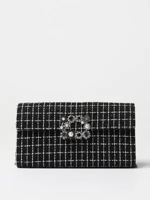 ROGER VIVIER Embellished Tweed Clutch With Metal Chain