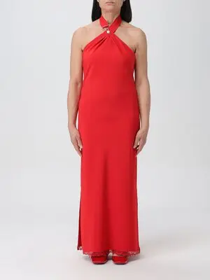 Moschino Halterneck Maxi Dress With Lace Trim