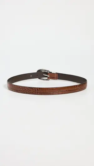 Anderson's Narrow Croc-embossed Calfskin Belt - Medium Tan