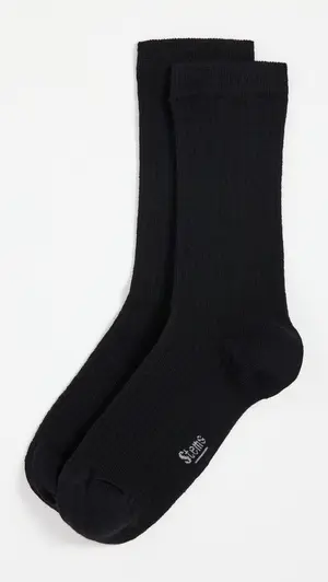 STEMS Cashmere Crew Socks - Black