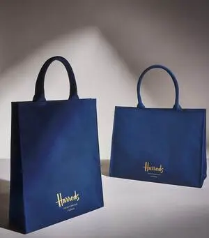 Harrods Large Cotton Logo Tote - Navy
