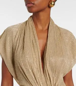 Costarellos Eva Draped Lamé Gown