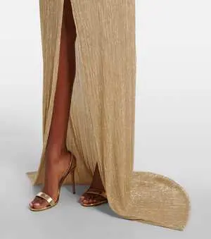 Costarellos Eva Draped Lamé Gown