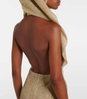 Costarellos Eva Draped Lamé Gown