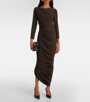 Norma Kamali Gathered Jersey Midi Dress