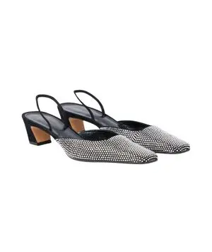 Khaite Roosevelt Embellished Leather Slingback Pumps - Black