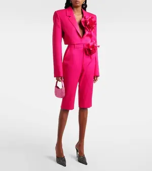AREA Floral-appliqué Cropped Blazer