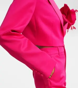 AREA Floral-appliqué Cropped Blazer