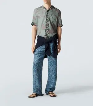 Dries Van Noten Printed Straight Leg Trousers