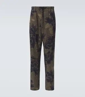 Dries Van Noten Printed Straight Leg Trousers - Brown