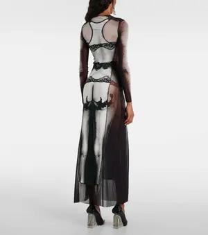 JEAN PAUL GAULTIER Marinière Striped Mesh Maxi Dress - Black
