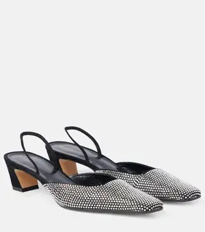 Khaite Roosevelt Embellished Leather Slingback Pumps