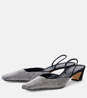 Khaite Roosevelt Embellished Leather Slingback Pumps