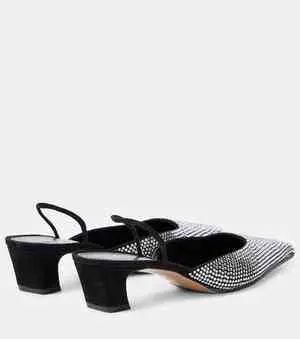 Khaite Roosevelt Embellished Leather Slingback Pumps