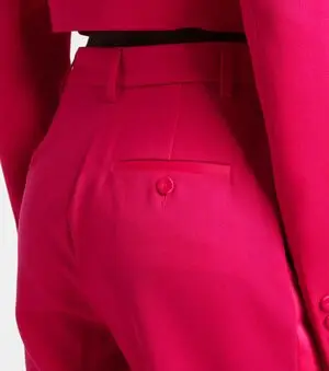 AREA Floral-applique Wool Capri Pants