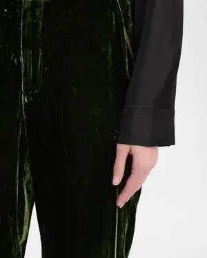 L & APOS;AGENCE L'agence Rebel Velvet Trousers - Deep Olive