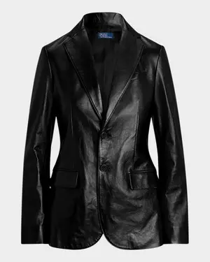 Polo Ralph Lauren Lambskin Leather Blazer - Black