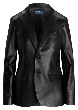 Polo Ralph Lauren Lambskin Leather Blazer - Black
