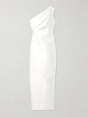 Solace London Kira One-shoulder Satin-twill Gown