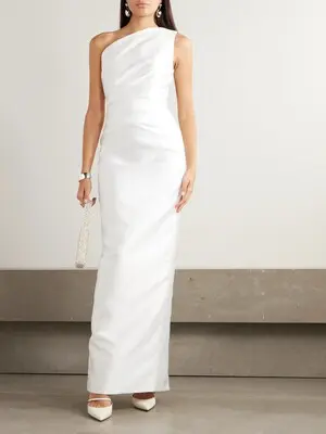 Solace London Kira One-shoulder Satin-twill Gown