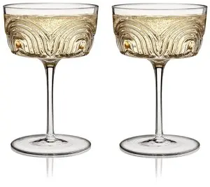 VISKI Deco Beau Crystal Coupes, Set Of 2 - One-color